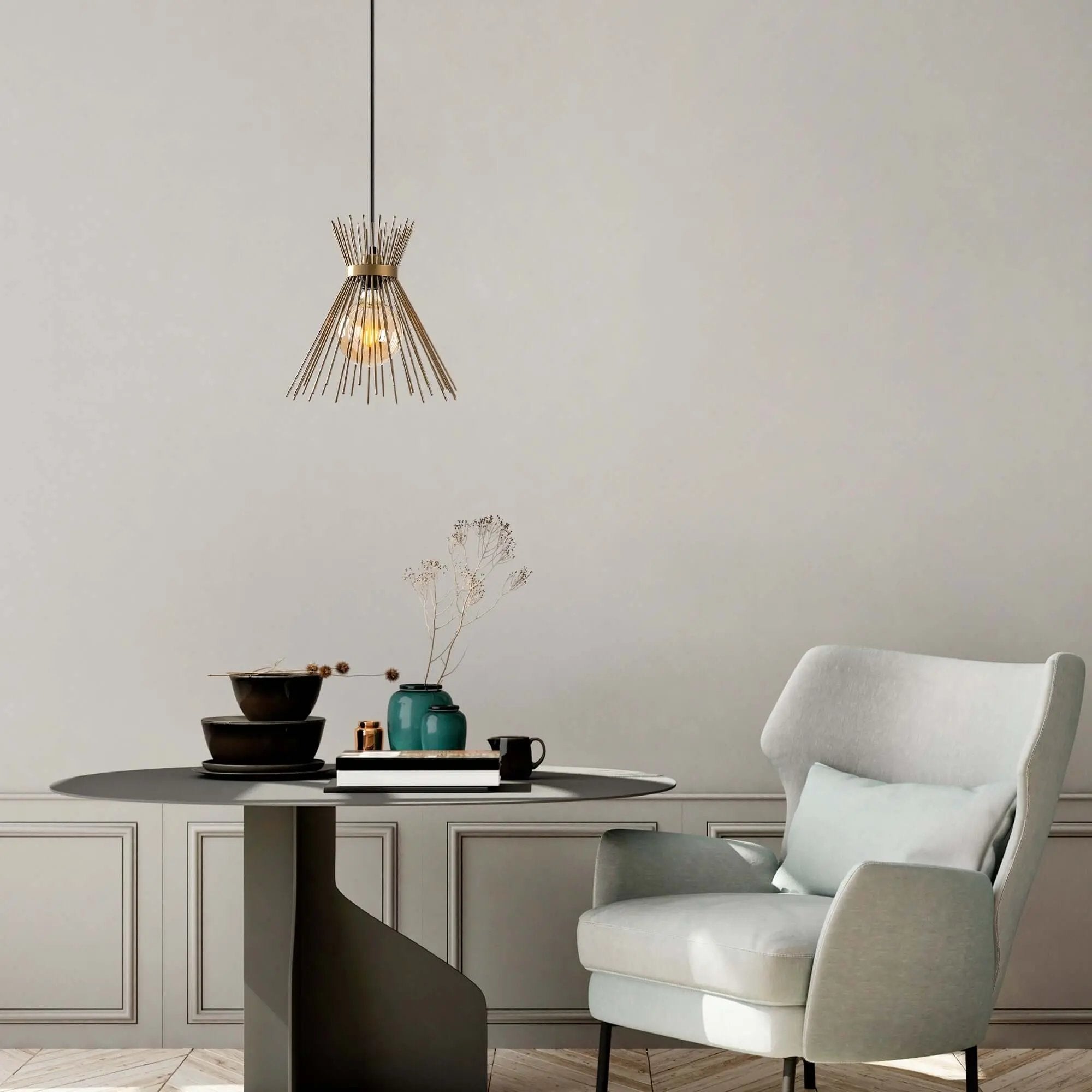 Golden Spire Pendant: Luxury Statement Light | SwiftBeacon