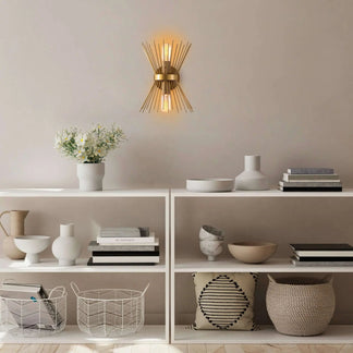 Golden Twin Tube Wall Light: Luxe Double Glow | SwiftBeacon