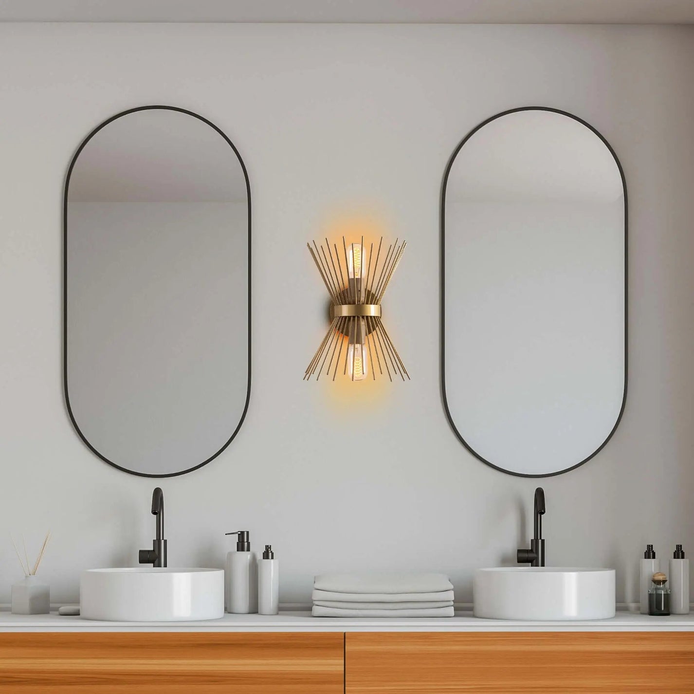 Golden Twin Tube Wall Light: Luxe Double Glow | SwiftBeacon
