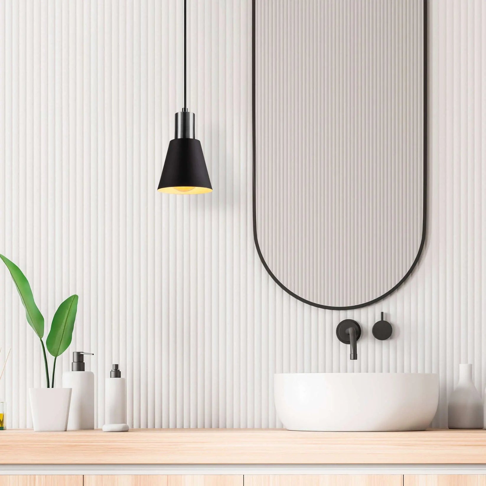 Modern Minimalist Pendant: Black & Steel Light | SwiftBeacon
