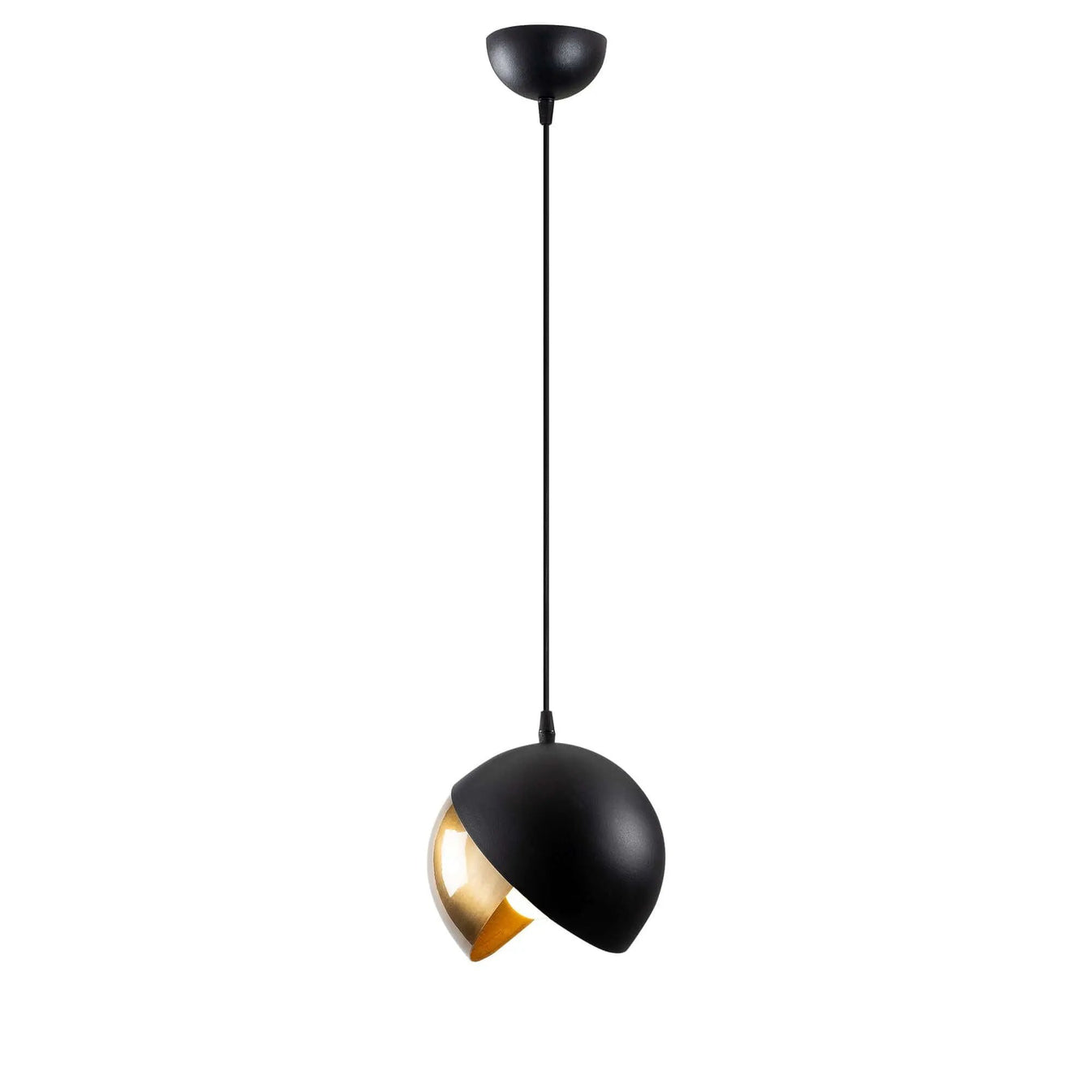 Tilted Sphere Pendant: Modern Black & Gold | SwiftBeacon