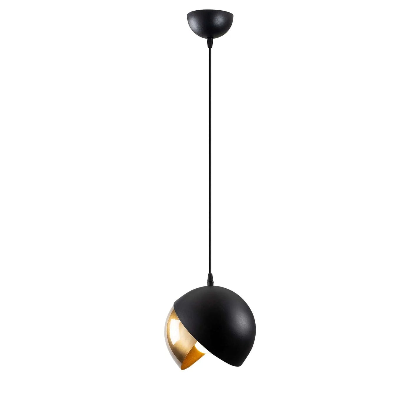 Tilted Sphere Pendant: Modern Black & Gold | SwiftBeacon